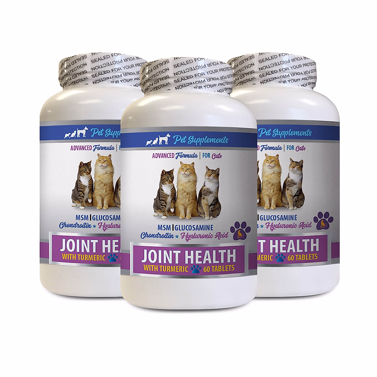 Pet Supplements Turmeric for Cats - CAT Turmeric for Joint Health - Advanced Joint Support - glucosamine chondroitin cat Treats - 3 Bottles (180 Tablets)