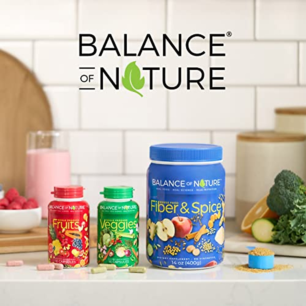 Balance of Nature Fruits and Veggies - Whole Food Supplement with Superfood Fruits and Vegetables for Women, Men, and Kids - 90 Fruit Capsules, 90 Veggie Capsules - 2 Pack