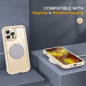 Miracase Glass Case for iPhone 13 Pro Max 6.7 inch, Upgrade Full-Body Clear Bumper Case with Built-in 9H Tempered Glass Screen Protector for iPhone 13 Pro Max, Bean Yellow