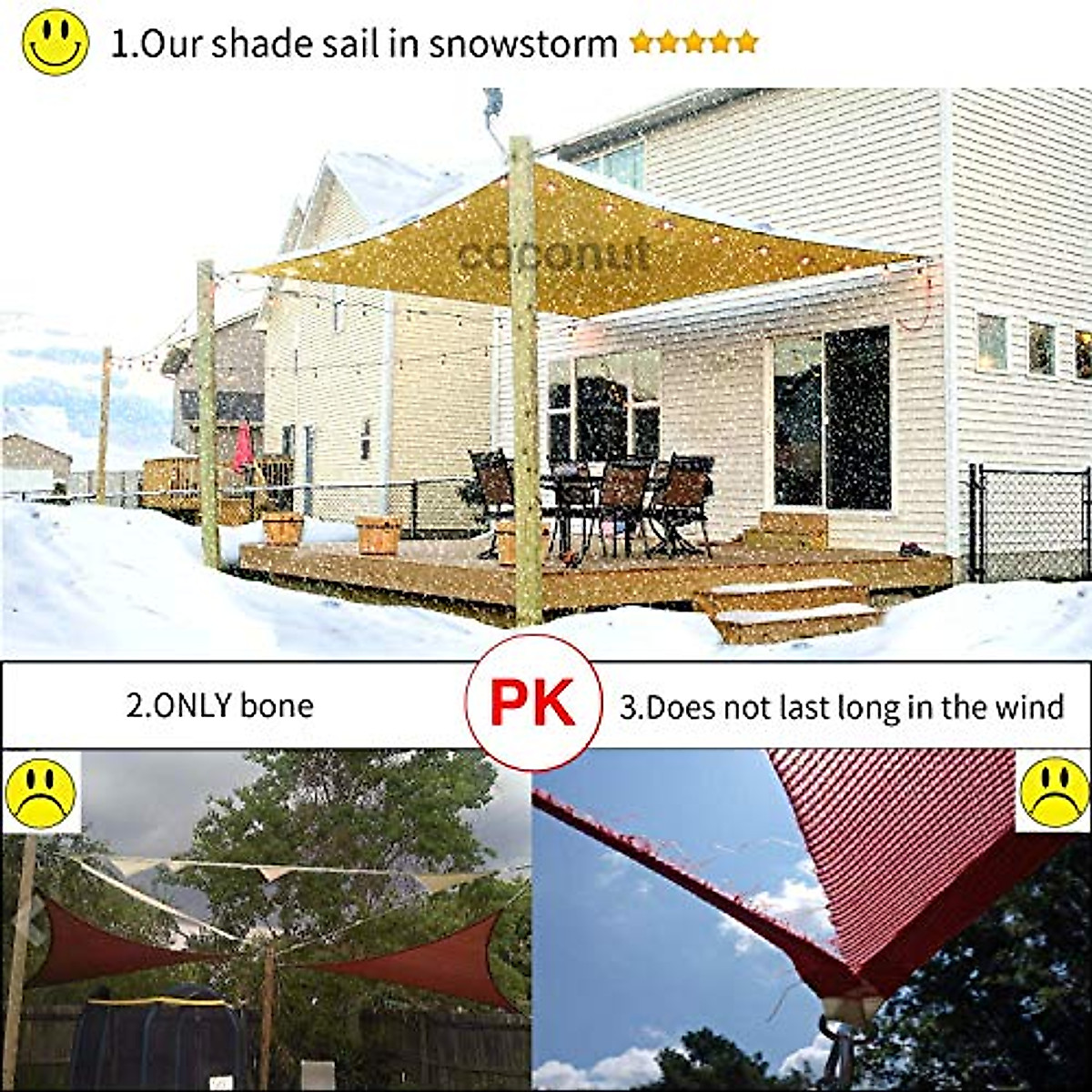 FLY HAWK Patio Sun Shade Sail Canopy, Retractable Awning Rectangle 6' x 8' Patio Sunshade Cover Canopy - Durable Fabric Cloth for Outdoor Garden Yard Pond Pergola Sandbox Deck Courtyard - Sand Color