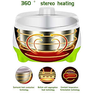 Yogurt Maker Machine, Greek Yogurt Maker, 1 Quart Capacity, Stainless Steel Inner Pot, Easy to Use, Handmade Food Gadget, for Home Organic Yogurt (pink)