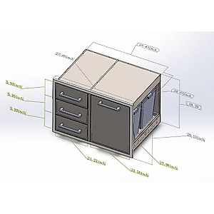 Globamboo Outdoor Kitchen Drawer Combo, BBQ Access Trash Drawer Combo with Stainless Steel, Outdoor Kitchen Trash Drawer for BBQ Island, Grilling Station, Outside Cabinet (28" W x 19.6“D x 20.1" H)