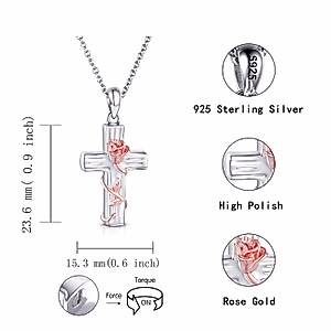 MANBU Sterling Silver Cremation Jewelry for Ashes - Urn Necklace Memorial Ash Pendant Bereavement Keepsake Gifts for Loss of a Loved One (cross urn necklace)