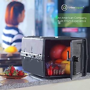 Urban August Dual Combination & Keyed Lockbox - Locking Storage Box - Multi-Purpose for Medication, Food and Electronics - All-Around Security - Made of Industrial-Grade Plastic - One Size (Graphite)