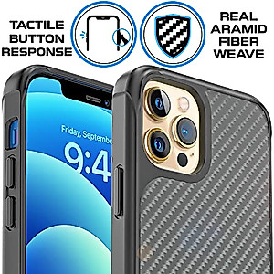 Phone REBEL iPhone 12 Case/iPhone 12 Pro Case [Rebel Series Gen-2] Premium Aramid Fiber, MagSafe Compatible, Protective Shockproof Corners, Slim Fit Grip Case for 12/12 Pro 6.1 2020 (REBEL Black)