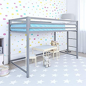 DHP Mabel Twin Metal Junior Loft Bed in Silver