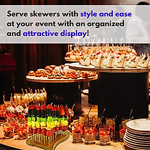 Skewer Holder – Chic Food Display Stands for Party – Ash Wood Pick Board for Parties, Events, BBQs - Food Skewers Board with 2 Ash Bowls and 100pcs Skewers – 11.4 x 7.5 x 0.8-inch