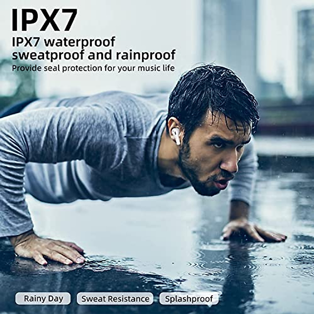 GVOVG Wireless Headphones, Bluetooth 5.3 Headphones with Active Noise, IPX7 Waterproof Stereo Sound Wireless Earbuds with Charging Case, Bluetooth Earbuds with Microphone for iOS/Android