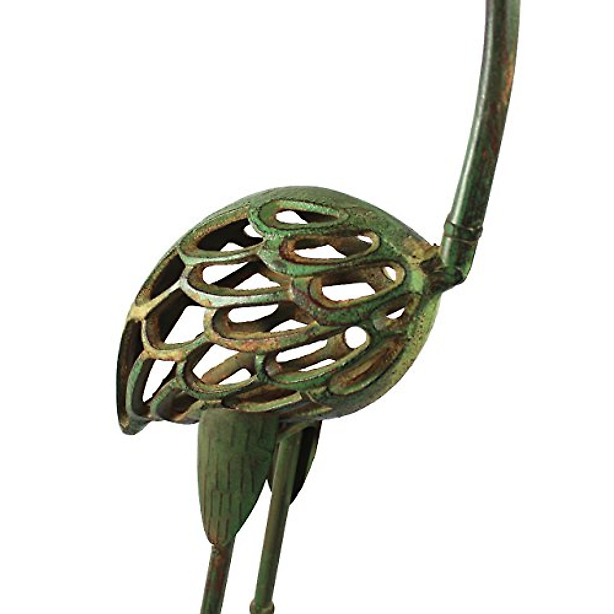 Seraphic Cast Iron Garden Decor Crane Bird Statues, Antique Green, Set of 2