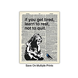 Banksy Wall Art Set - Inspirational Quotes Room Decor - Motivational Graffiti Street Art for Teens Bedroom, Living Room, Dorm - Set of 6-8x10 each Poster Picture Prints Home Decoration