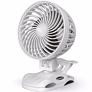 BESKAR Small Clip on Fan - Personal USB Fan CVT Speeds and Strong Clamp, Adjustable Tilt, Quiet Operation, 6 Inch Desk Fan for Office Bed Treadmill Stroller - USB Cord Plug in Powered