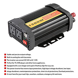 Car 1500W 12V DC to 110V AC 1500W Car Auto Voltage TransCompatible withmer Inverter Converter Car Charge