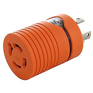 AC WORKS 30Amp 4 Prong 125/250Volt L14-30P Locking Plug to L14-20R 20Amp 4 Prong 125/250Volt Locking Female Generator Adapter (Compact)