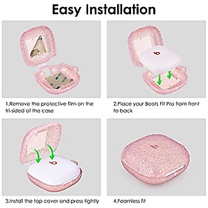 Beats Fit Pro Case Cover, Filoto Silicone Beats Fit Pro Earbuds Case for Women with Cute Pompom Keychain Shockproof Protective Case Accessories (Rose Gold)