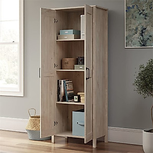 Sauder Engineered Wood 2-Door Storage Cabinet in Chalk Oak Finish