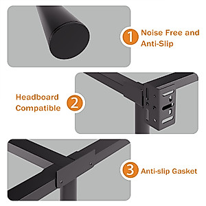 Bednowitz Metal Twin Bed Frames, 7 Inch Hith Bed Base Support for Box Spring and Mattress Foundation, Heavy Duty Basics Bed Frame, Noise Free, Easy Assembly, Black