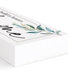 Hearts Build Home Classic White 10 x 3.5 Pine Wood Tabletop Block Sign