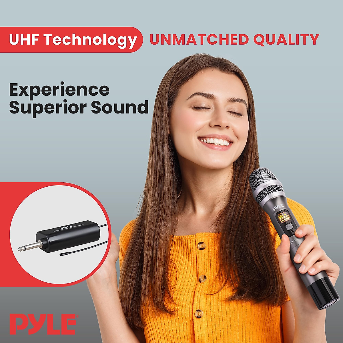Pyle UHF Wireless Microphone System Kit - Portable Professional Cordless Microphone Set Wireless Mic - Headset, Lavalier, Beltpack Transmitter, Receiver - Karaoke, Conference PDWMU114, Black