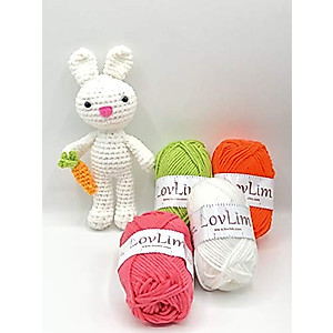 LovLim Crochet Yarn kit, 16 Soft Cotton Yarn Skeins,1000+ Yards, for Crochet and Knitting, Free Crochet/Amigurumi Patterns, Craft DK Yarn Perfect Starter Kit