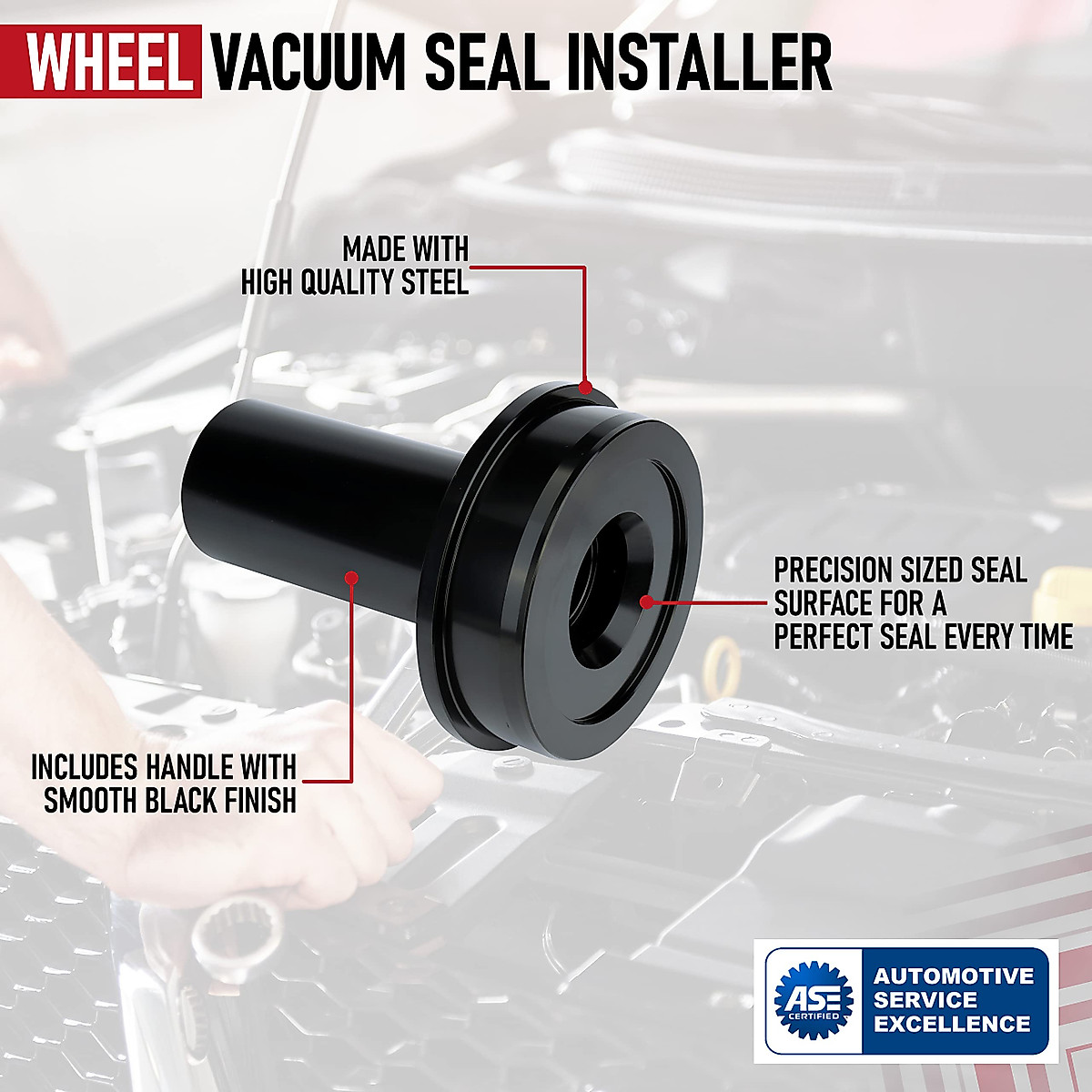 Wheel Vacuum Seal Installer - Compatible with 4WD Ford Vehicles - 05, 06, 07, 08, 09, 10, 11, 12, 13, 14, 15, 16, 17, 18, 19, 20 F250 and F350 - Replaces 6697 - Front Axle Shaft Oil Seal Tool Press