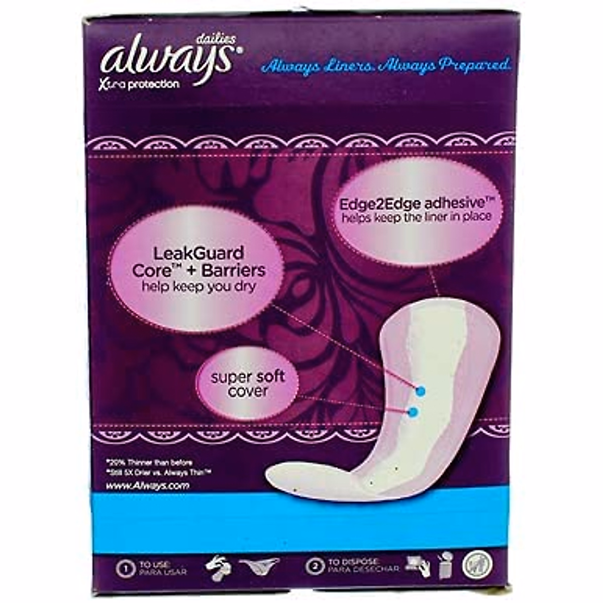 Always Xtra Protection Regular Daily Liners, 50 Count (Pack of 3)