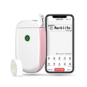 Marklife P11 Label Maker Machine with 4 Rolls Tape,Mini Thermal Wireless Inkless Sticker Printer Machine for Home Kitchen Office Organization