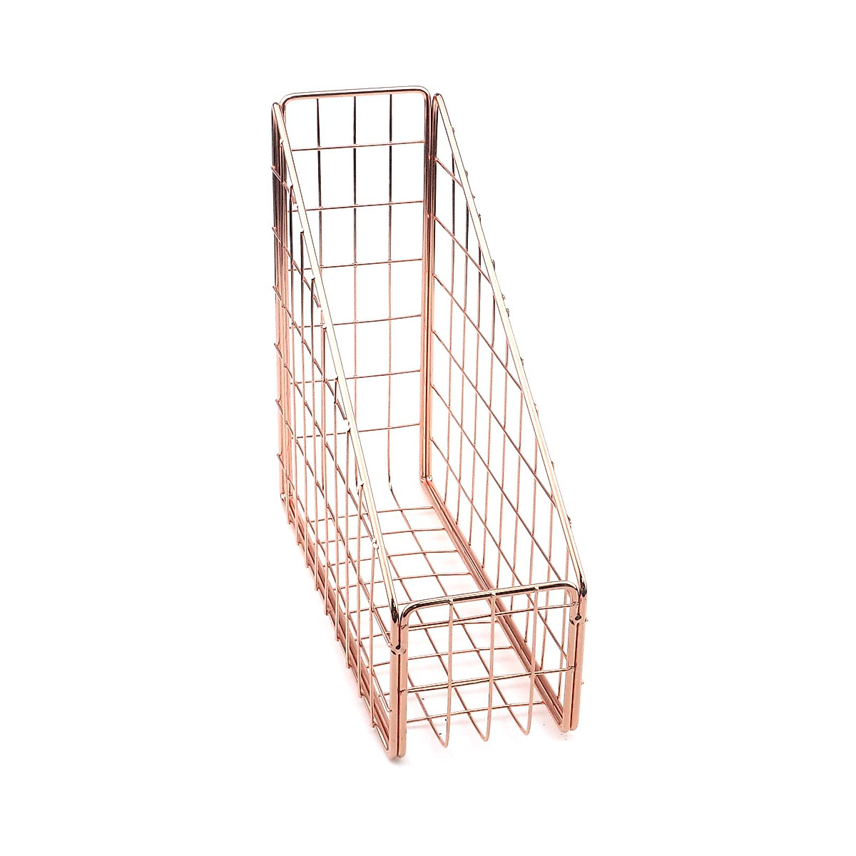 Coshar Minimalist File Holder Metal Wires Magazine Organizer Document Rack Letter File Storage Organizer Desktop Accessory - Rose Gold