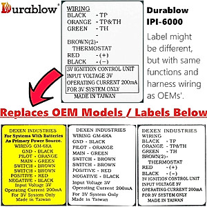 Durablow Fireplace Electronic IPI Pilot Ignition Control Module Replacement for Dexen 593-592, GM-6KA, Hearth Home Technologies HHT 350-M Bundle with A/C Wall Adaptor
