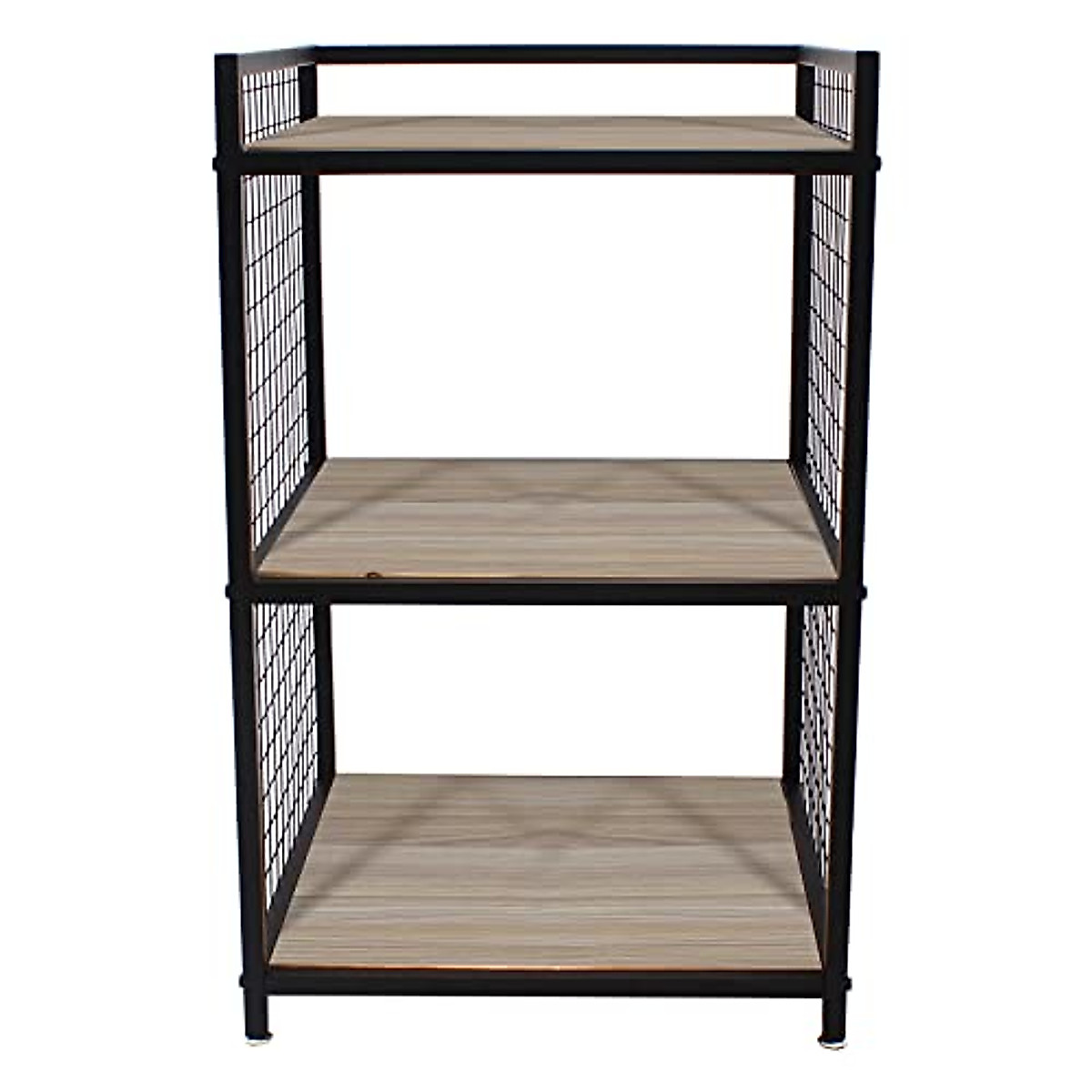 LOYALHEARTDY 3-Shelf Shelving Storage Unit Industrial 3-Tier Storage Rack Metal and Wood Style Bookshelf Multi-Purpose Indoor Garage Storage Organizer Shelves, 21.3" x 21.3"x 34.6" (3-Tier)