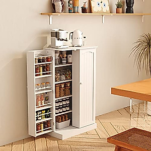 HOMEFORT 41" Kitchen Pantry Cabinet, Storage Cabinet with 6 Adjustable Shelves, Space Saving Cupboard Cabinet for Kitchen, Garage, Pantry, Office, Patio