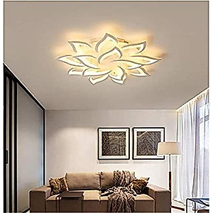 Modern Design LED Ceiling Light Living Room Fixture 3000K-6500K Dimmable with Remote 8600lm 128W Flush Bedroom Ceiling Lamp Lights 14 Light Acrylic Ceilin Lamp Fixture (White)