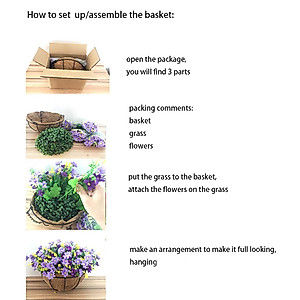 Lopkey Artificial Daisy Flowers Outdoor Indoor Patio Lawn Garden Hanging Basket with Chain Flowerpot,10 inch Dark Purple