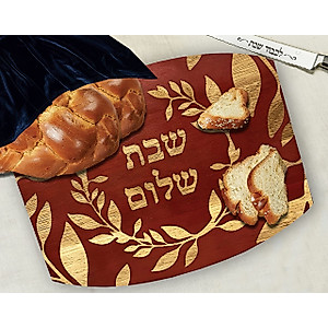 Rite Lite Challah Board with Etched Flower Design Shabbat Bread Board- Perfect Jewish Home Gift (Etched Flower Design)