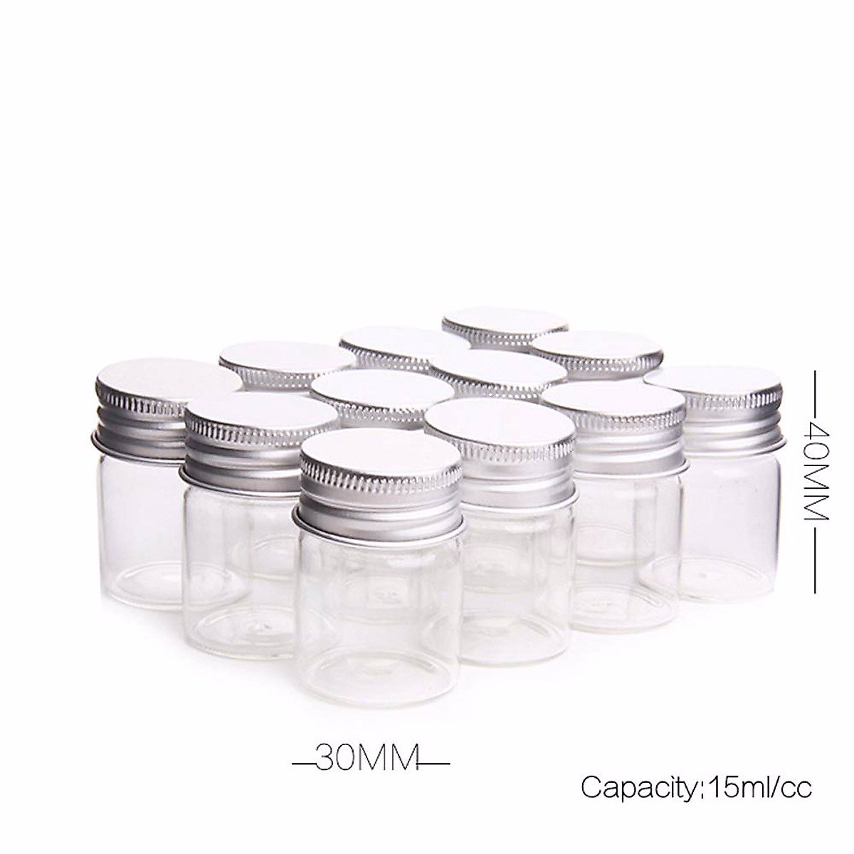12 Pcs Empty Clear Glass Bottles with Screw Aluminum Cap Mini Container Jars for Essential Oil Powders Cream Ointments Grease Cosmetic Makeup Sample(15ml)