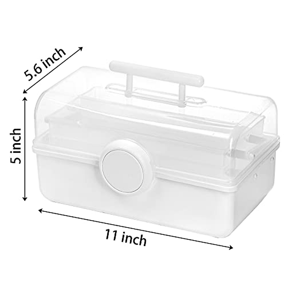 Bekith 3-Layers Multipurpose Plastic Storage Box Organizer Folding Tool Box, Portable Handled Storage Container, Art & Crafts Case, Sewing Supplies Organizer, Medicine Box, Clear/White