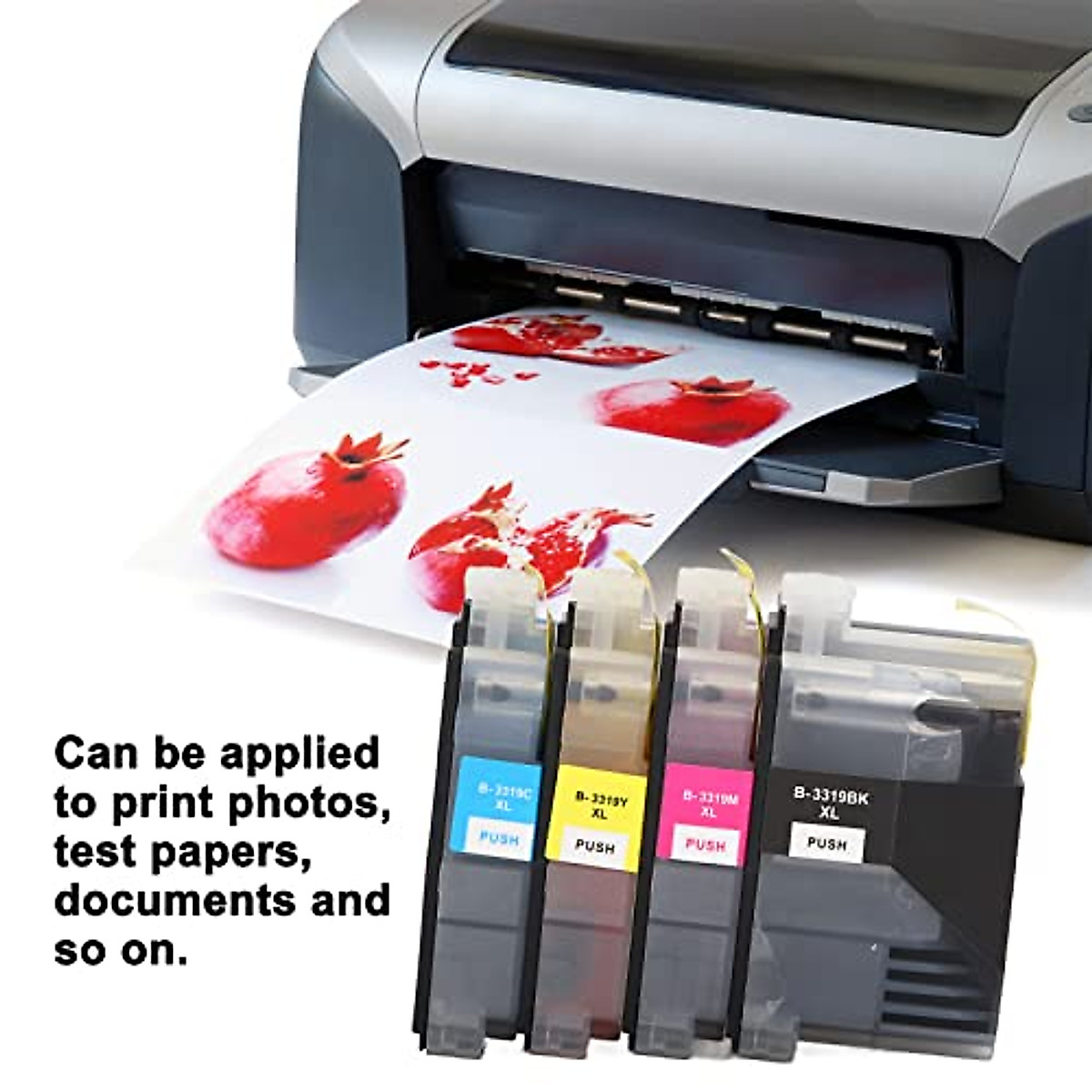 Hilitand 4Pcs Printing Ink Cartridge PP Material 4 Colors Printing Accessory with Ink Inkjet Cartridge for Office Photo Paper Document