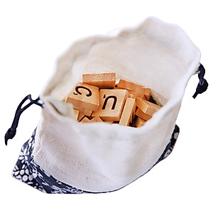 PINOWU 100pcs Wood Letter Tiles for Scrabble, Replacement for Scrabble Letters with Wood Racks and Cloth Gift Bag Craft Playing Alphabet Coasters and Wall Decoration