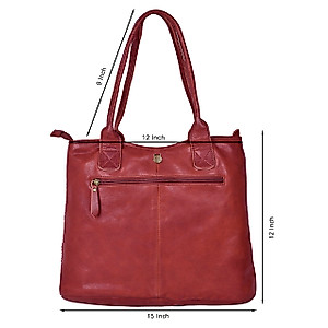 ANTONIO VALERIA Alice Red Braided Washed Leather HandBag for Women