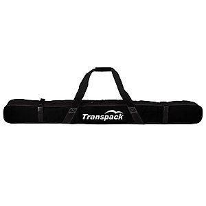 TRANSPACK SKI 182 Super Tough Water-Resistant Lightweight Compact Padded Travel Ski Bag Designed for a Single Pair of Skis - 182 cm, Black