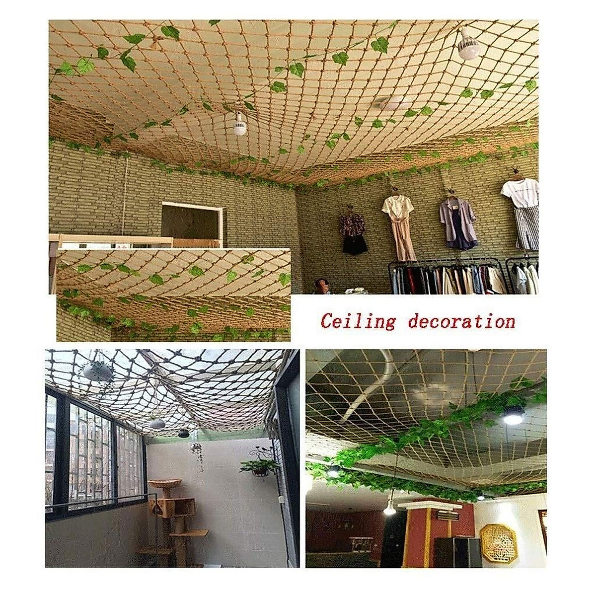 Retro Hemp Rope Decorative Net, Children's Safety Net, Sturdy Mesh Cloth Woven Material, Bar Restaurant Photo Wall Garden Playground Protective Rope Net, Climbing Net, Custom Size ( Size : 1*7m )