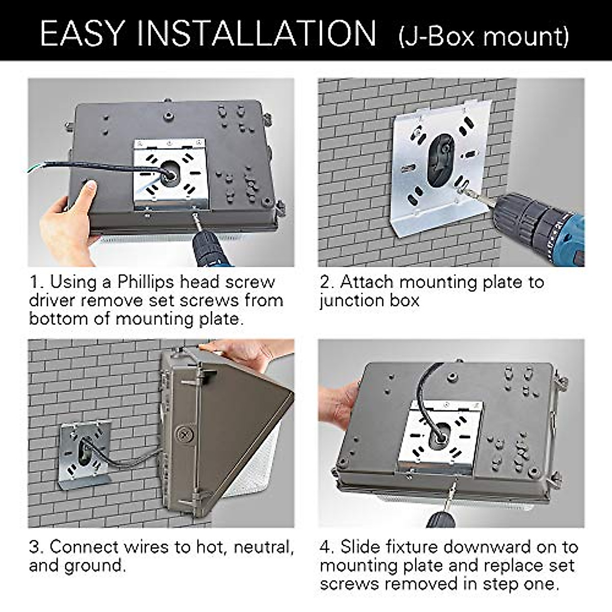 Konlite 100W LED Wall Pack Light 14500LM 145LM/W 5000K Daylight Dust to Dawn 0-10V Dimmable - ETL - 500W Equal