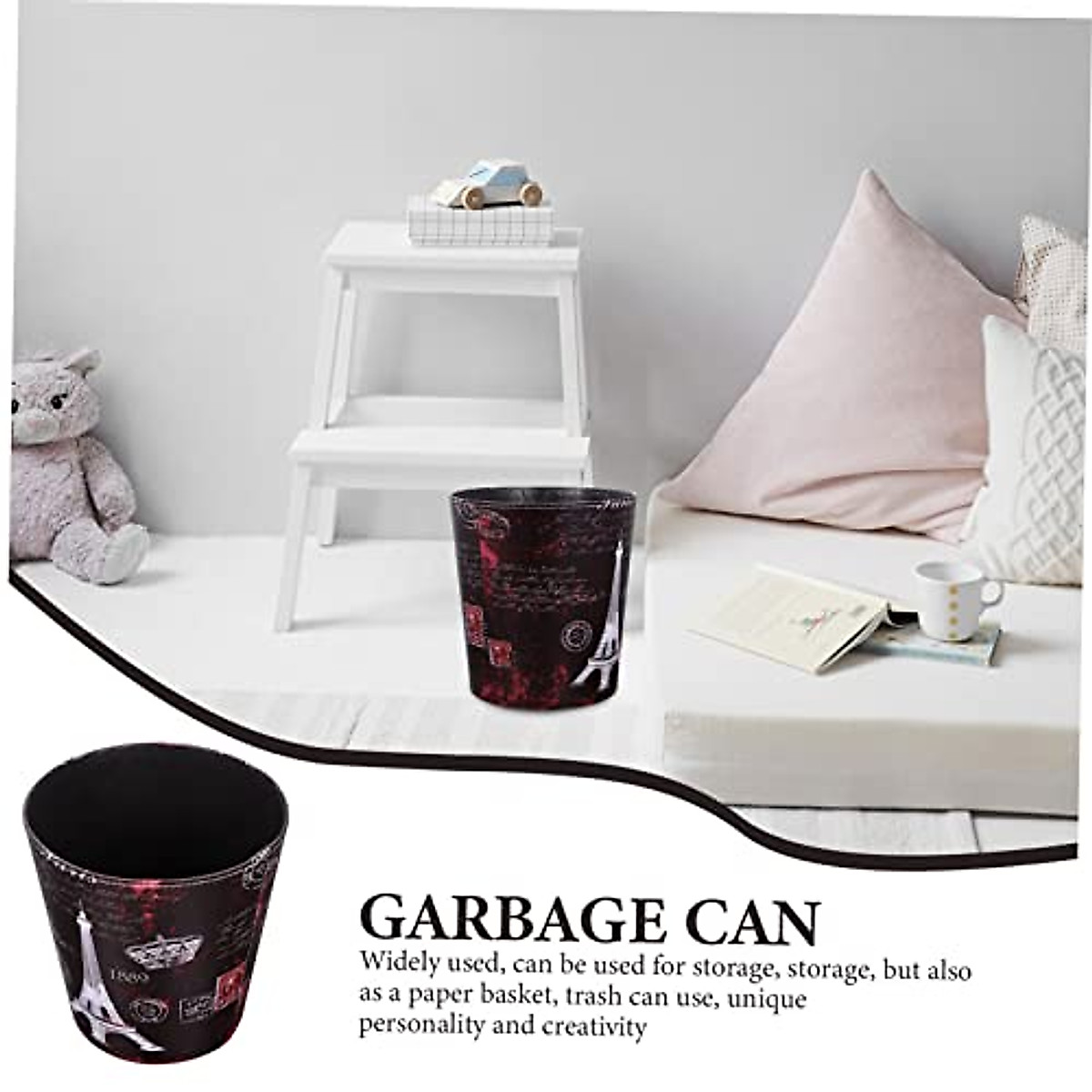 CHILDWEET Vintage Desk Trash Can Multi-Functional Waste Can Desktop Pen Holder Tabletop Mini Garbage Can for Office or Bedroom