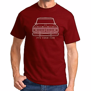 1972 Ford F100 Pickup Truck Front End Design Classic Print Tshirt XX-Large Maroon