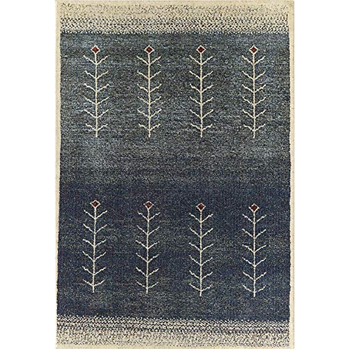 Abani Southwestern Distressed Vintage Style Area Rug, Mesa Collection - Blue & Beige Plant Stalk Design 3'x5' Accent Rug Rugs