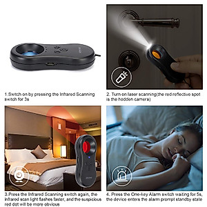Hidden Camera Detectors,LED Device Detector with Infrared viewfinders - Pocket Sized Motion Only Anti Spy Camera Finder Locates Hidden Camera,Chargeable Anti Theft Alarm in AirBnB, Hotels and Bathroom