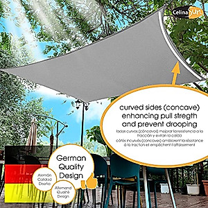 CelinaSun Sun Shade sail incl Fastening Ropes Square 12 x 12 ft Light Gray Premium Sun Shade Outdoor Weatherproof Breathable sail Shade