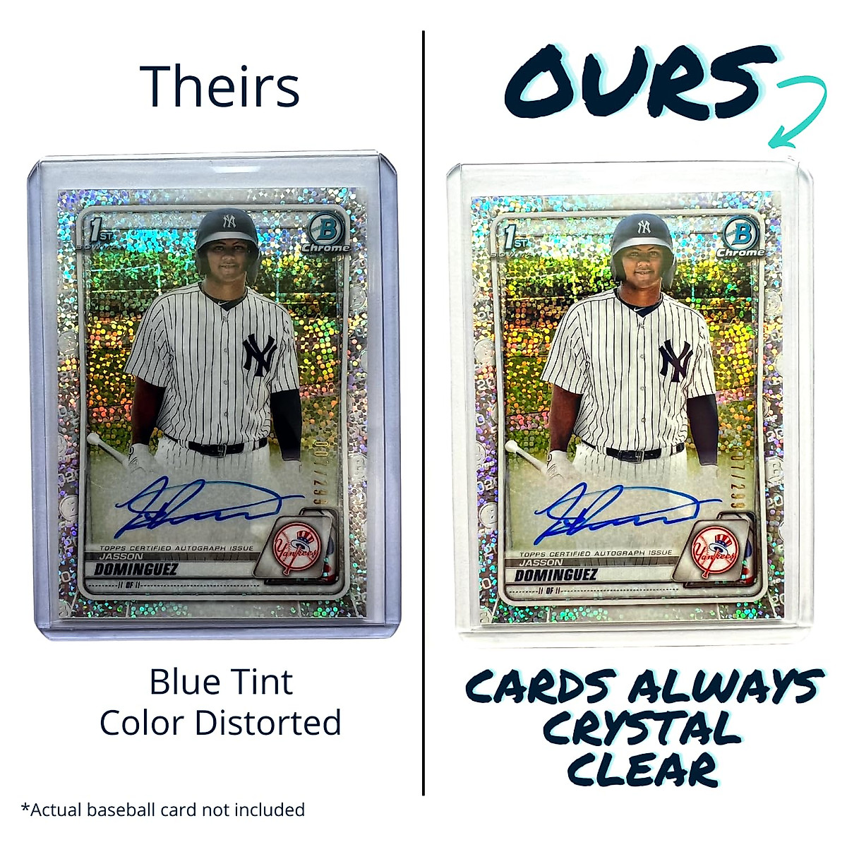 Breaker Bros 3x4 Crystal Clear No Blue Tint Premium 35pt 100 Top loaders for Cards & 100 Penny Sleeves for Trading Cards | Standard Size Clear Toploader Card Protectors for Collectible Trading Cards