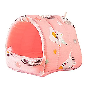 Bluelans Guinea Pig Nest Cartoon Pattern Pet Hideout Warm Small Animal Hamster Squirrel Bed House Cage Valentine's Day/Mother's Day/Christmas/Birthday Gifts - Rose Red Strawberry L