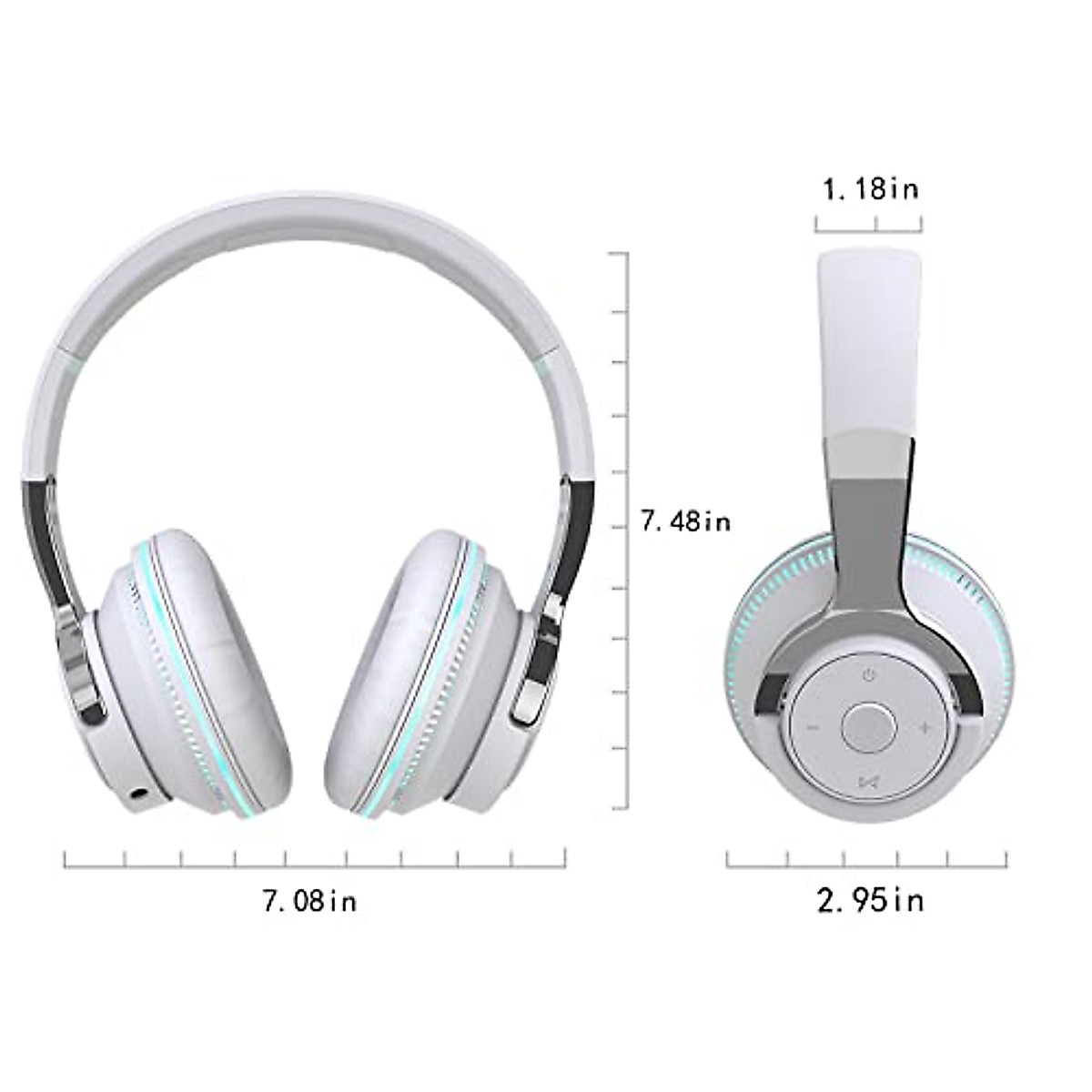 Wireless Bluetooth Headphones Active Noise Cancelling Headphones Over Ear Headphones Wireless Headset with Deep Bass Memory Foam Ear Cups On-Ear Headphones Bluetooth Earphones Gym Headphones (White)