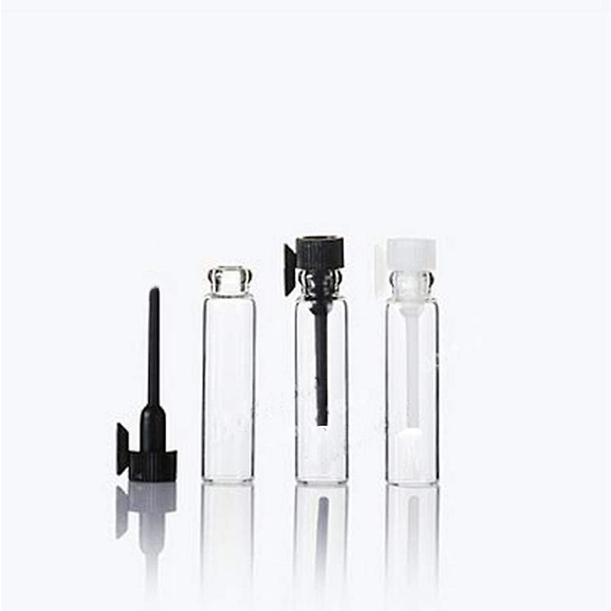 Elfensatll- 100PCS Transparent Clear 1ml 1/4 Dram Empty Glass Sample Vials With 0.5ml 10pcs Pipettes Droppers for Party Makeup Tool Essential Oils Aromatherapy Perfume Cologne